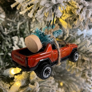 Hummer EV Orange Carrying Christmas Tree Christmas Ornament Hot Wheel ...