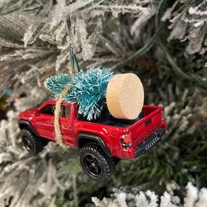 Toyota Tacoma Red Carrying Christmas Tree Christmas Ornament Hot Wheel ...