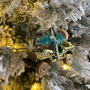 Willy’s Jeep Camo Carrying Christmas Tree Christmas Ornament Hotwheels ...