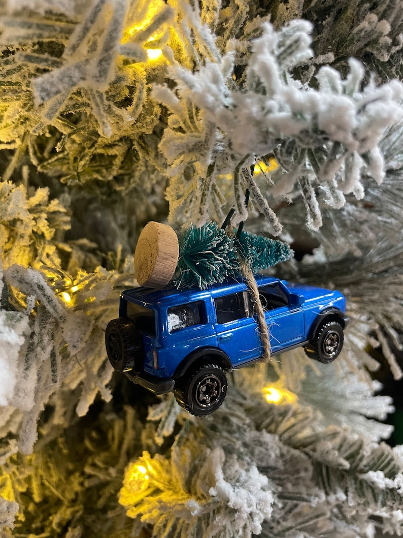 Ford Bronco Blue 4D Carrying Christmas Tree Christmas Ornament Hot ...