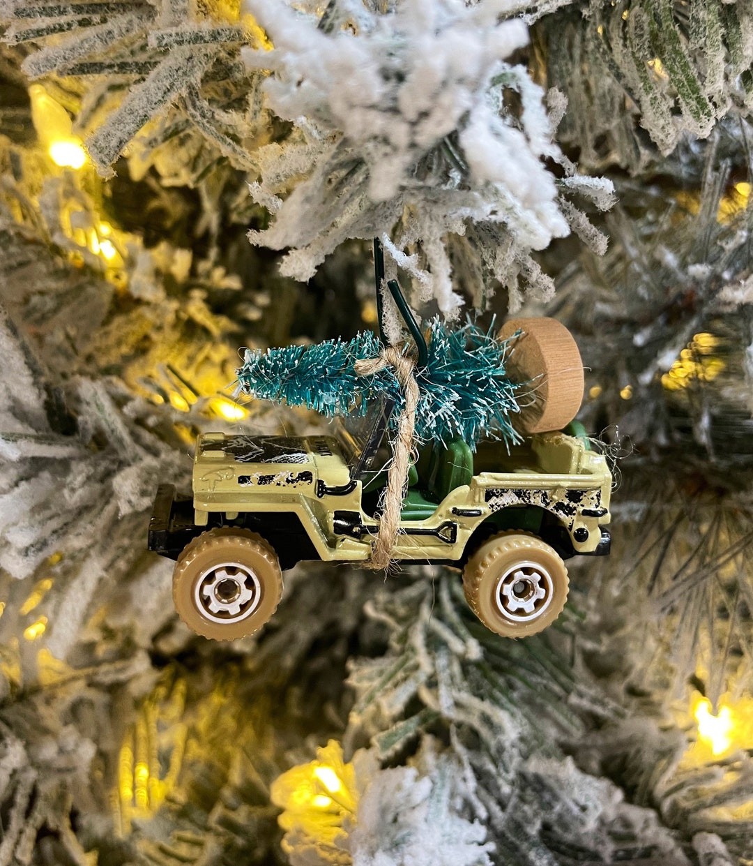 Willy’s Jeep Camo Carrying Christmas Tree Christmas Ornament Hotwheels ...
