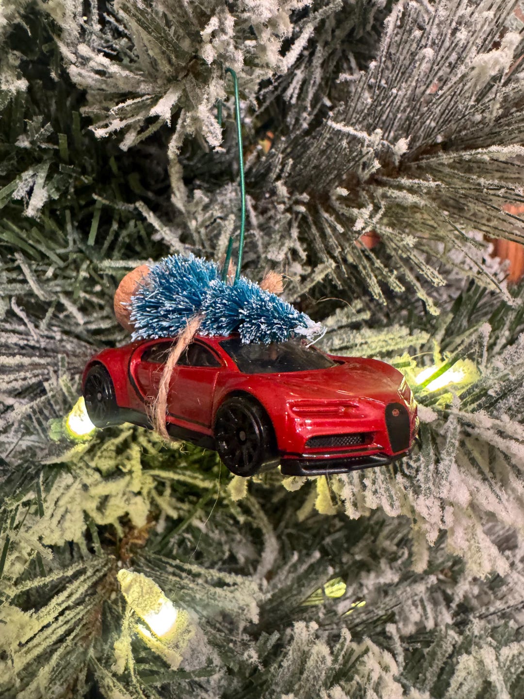 Bugatti Chiron Red Carrying Christmas Tree Christmas Ornament Hot Wheel ...