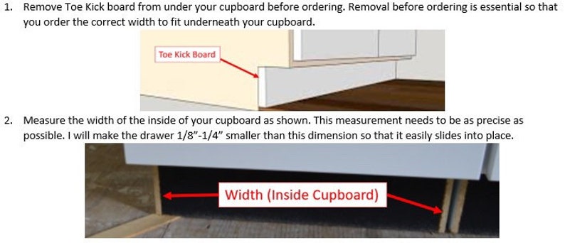 Toe Kick Drawer W/ Push-to-open Slides Custom Made to Order | Gift for ...