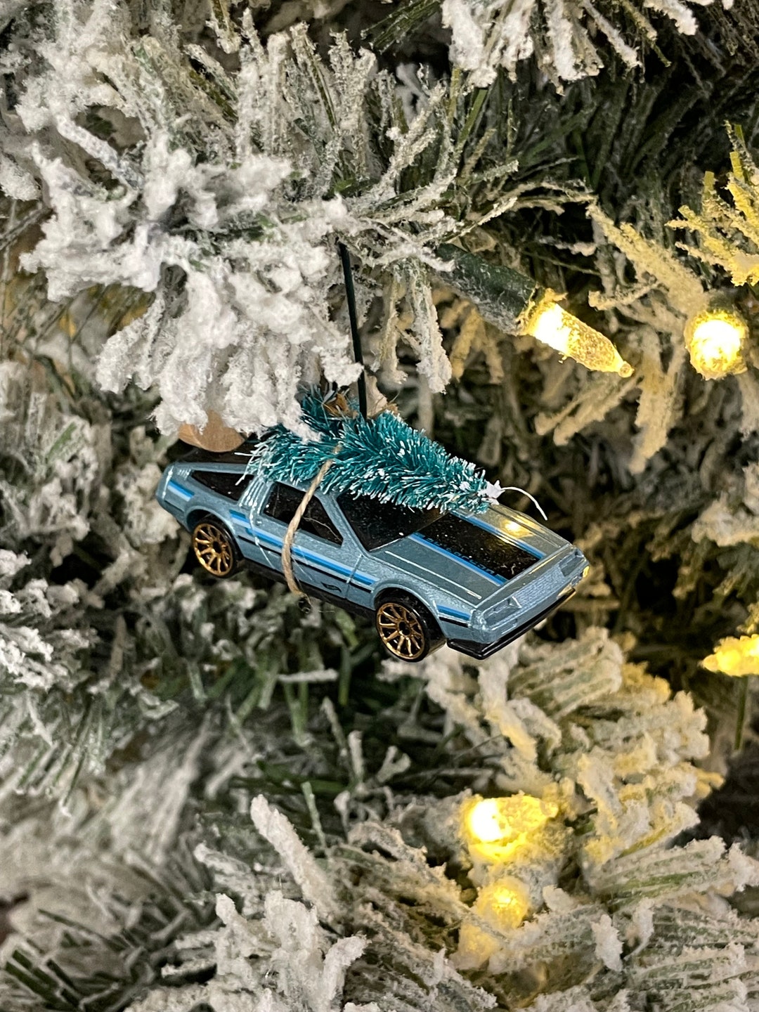 NEW Back to the Future Delorean Blue Carrying Christmas Tree Christmas ...