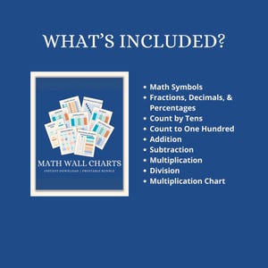 Printable Math Wall Charts Bundle | Math Printable Charts | Counting ...