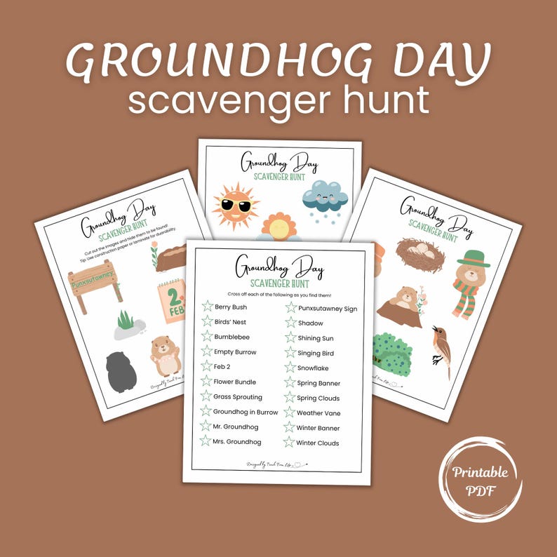 Groundhog Day Scavenger Hunt | Printable Game for Kids & Families | Fun ...