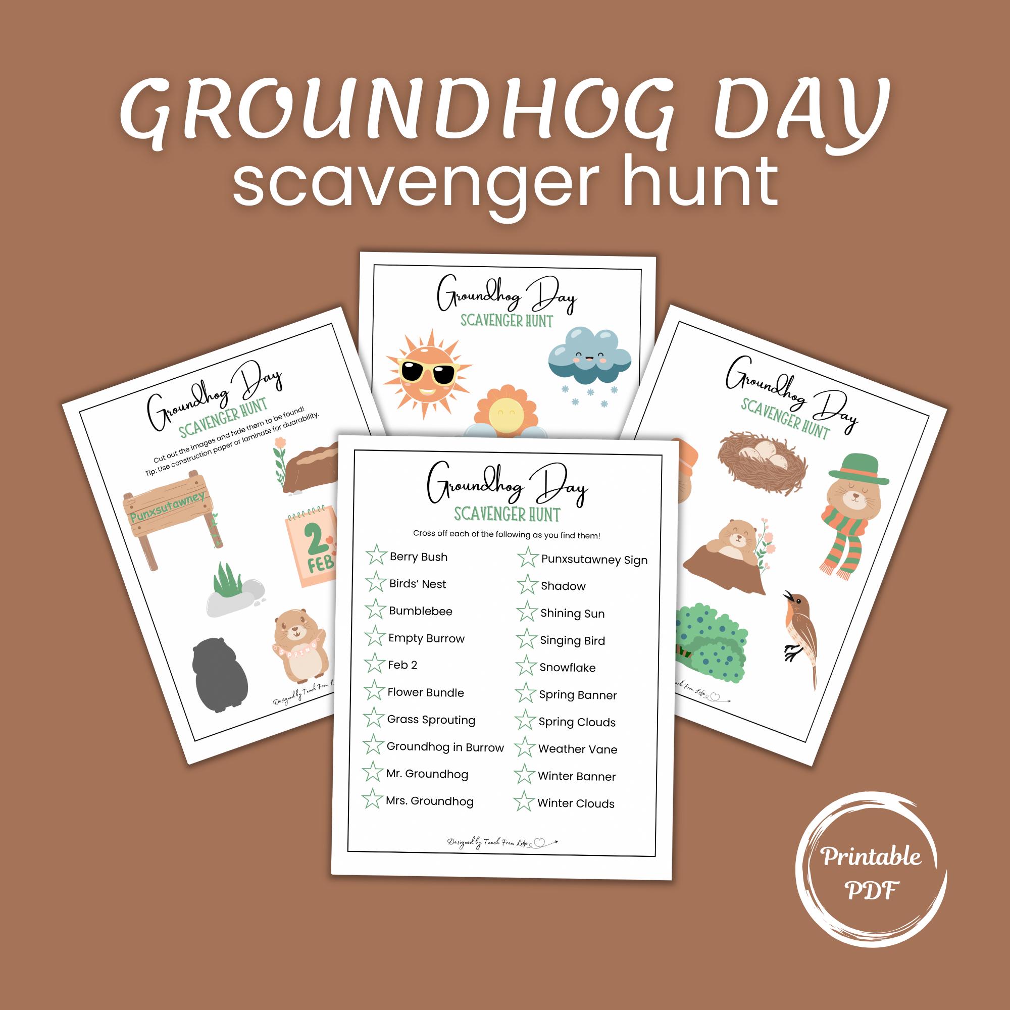 Groundhog Day Scavenger Hunt | Printable Game for Kids & Families | Fun ...