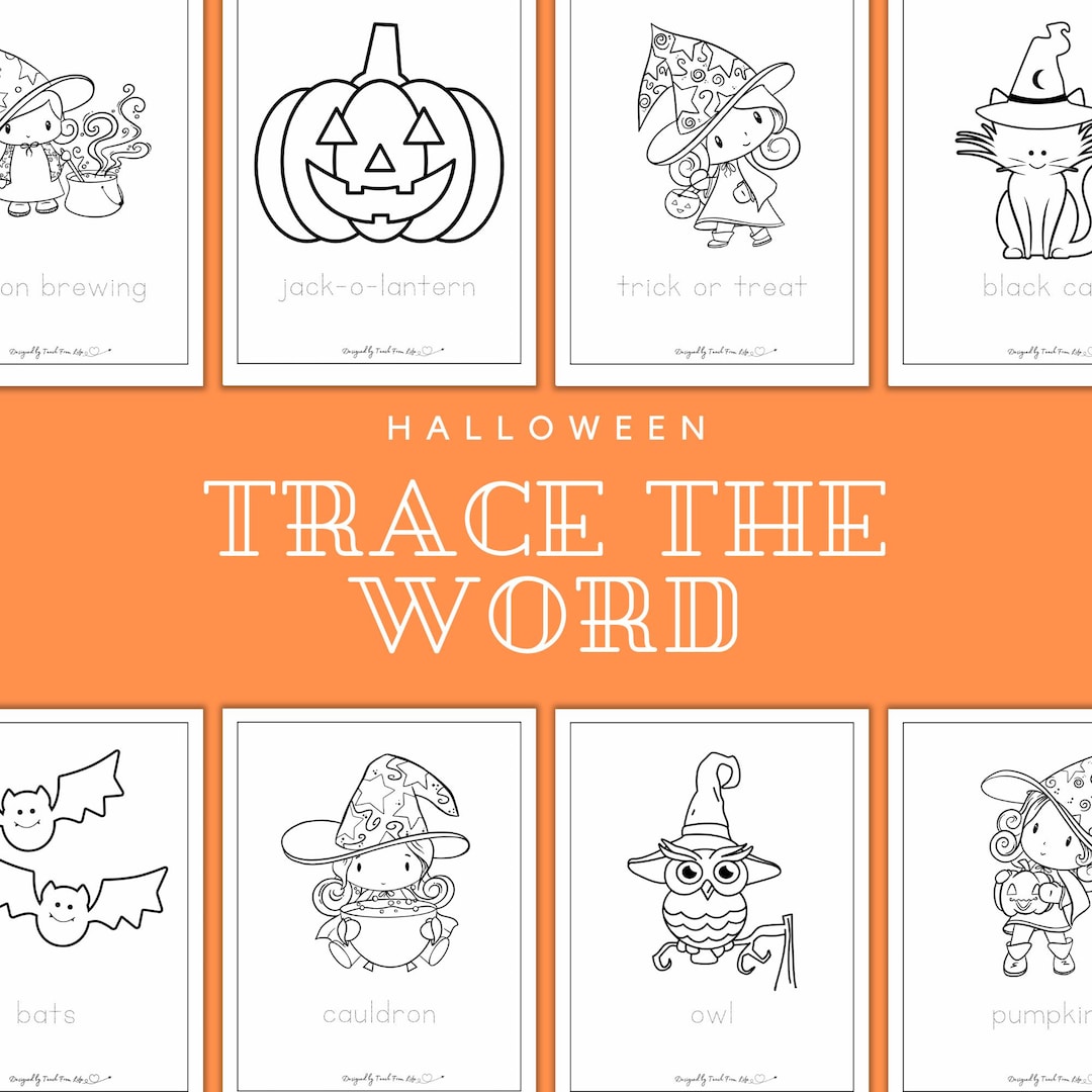 Halloween Tracing Pages: Preschool Handwriting Worksheets (digital ...