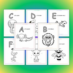 Animal Alphabet Coloring Pages: Preschool Learning (printable) - Etsy