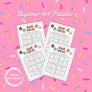 Donut Sudoku Printable Pack for Kids | Cut & Paste Logic Puzzles | 4x4 ...