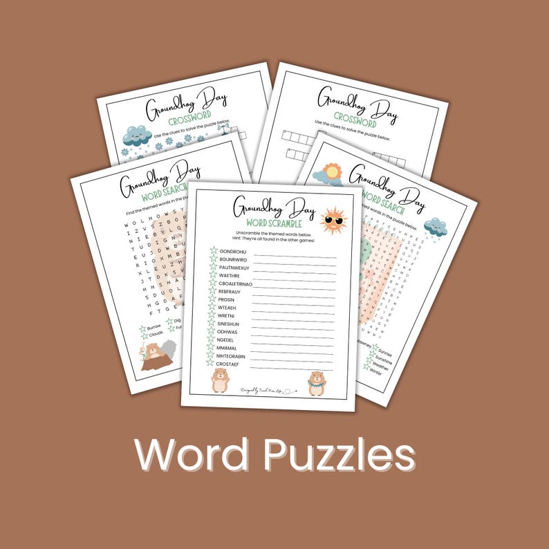 Groundhog Day Activity Pack for Kids | Fun Printable Games Bundle ...