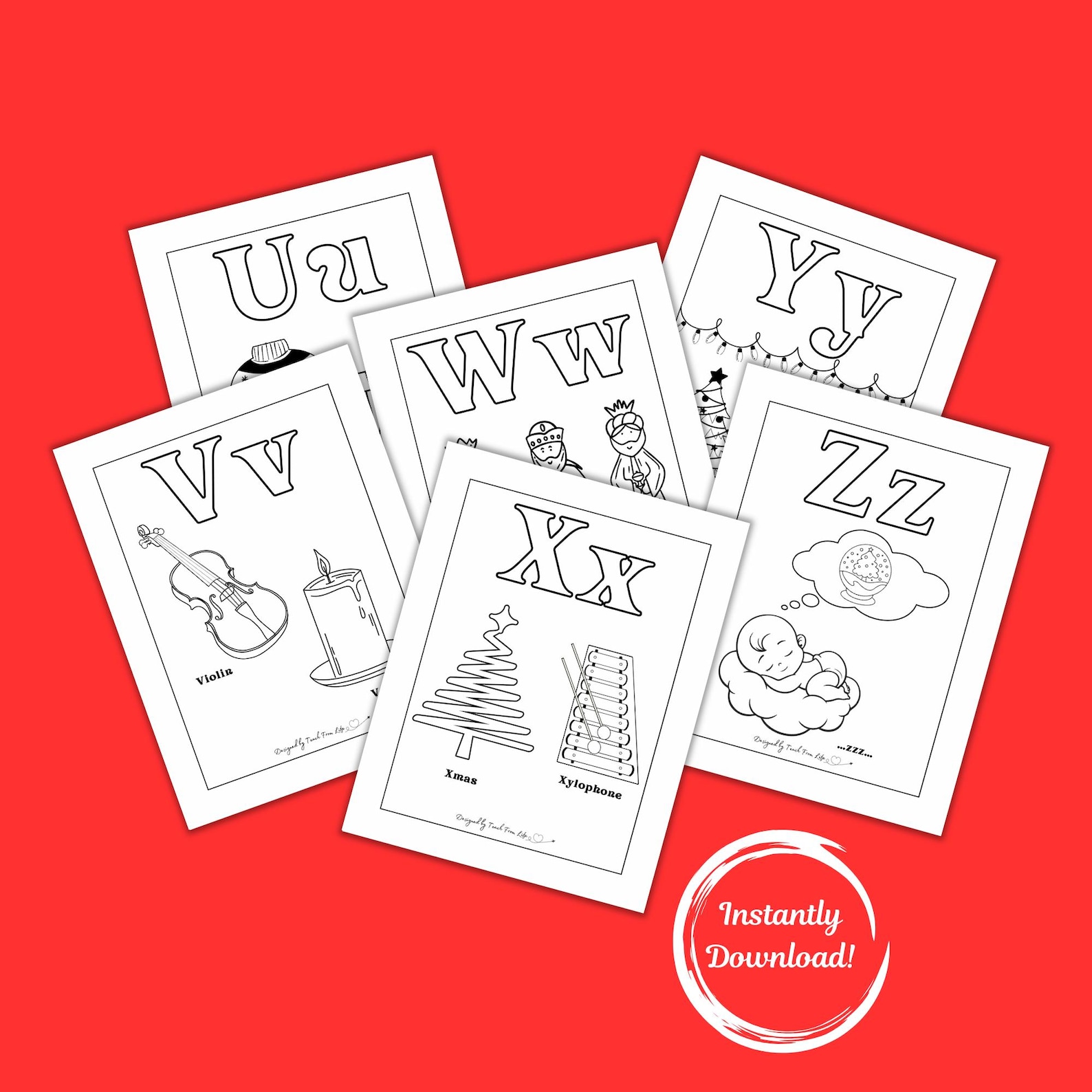 Christmas Alphabet Coloring Pages: Festive ABC Printable (PDF) - Etsy