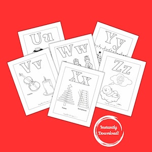 Christmas Alphabet Coloring Pages: Festive ABC Printable (PDF) - Etsy