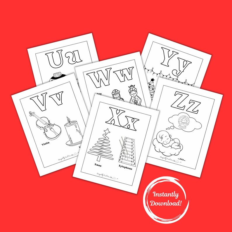 Christmas Alphabet Coloring Pages: Festive ABC Printable (PDF) - Etsy