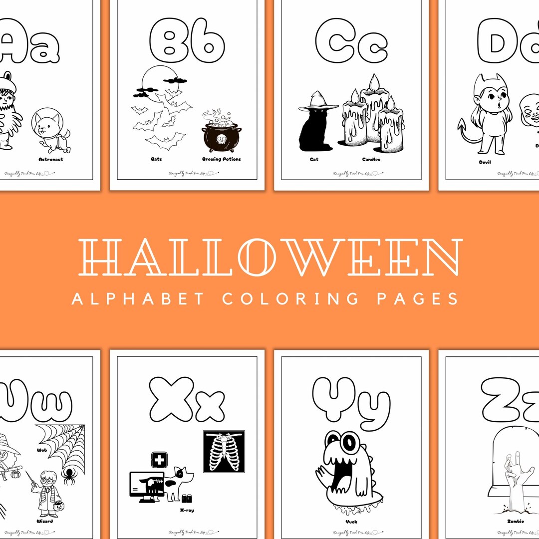 Halloween Alphabet Coloring Pages: Preschool Learning (PDF Pattern) - Etsy