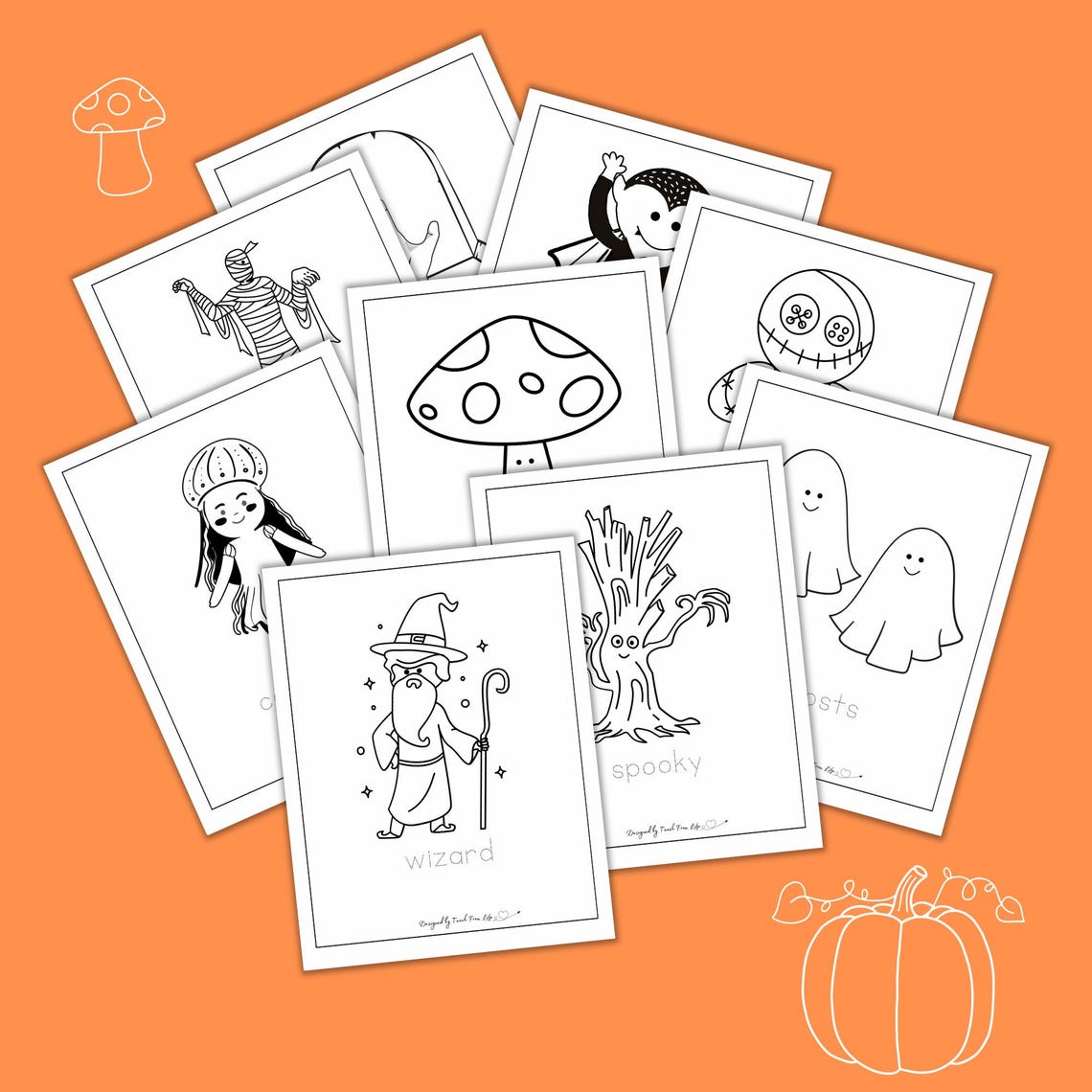 Halloween Tracing Pages: Preschool Handwriting Worksheets (digital ...