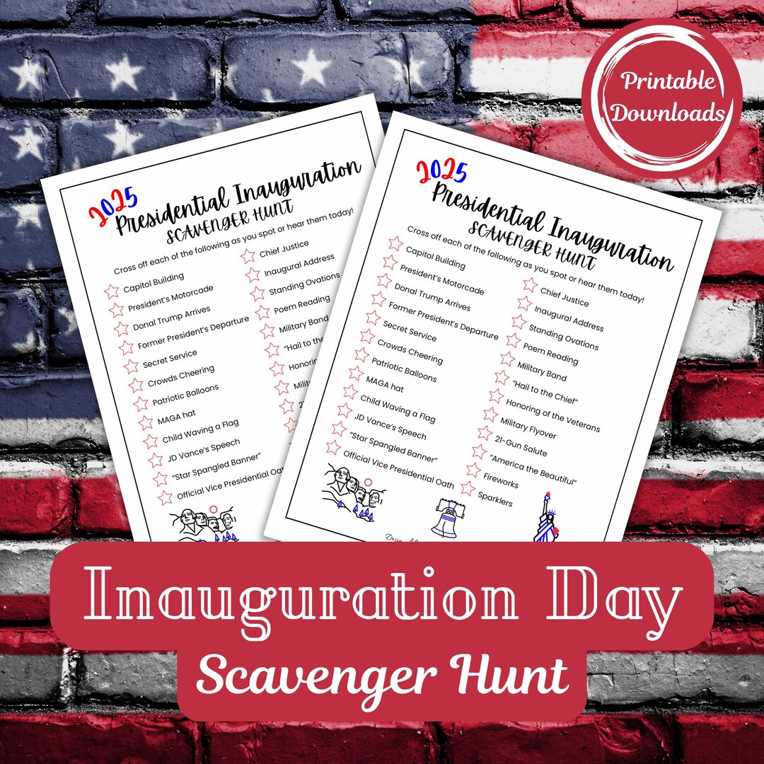 2025 Presidential Inauguration Scavenger Hunt Inauguration Games ...