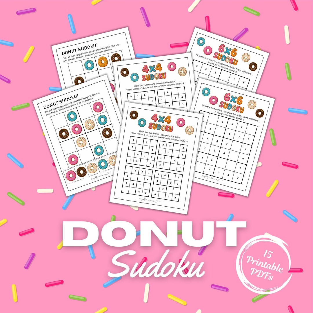 Donut Sudoku Printable Pack for Kids | Cut & Paste Logic Puzzles | 4x4 ...