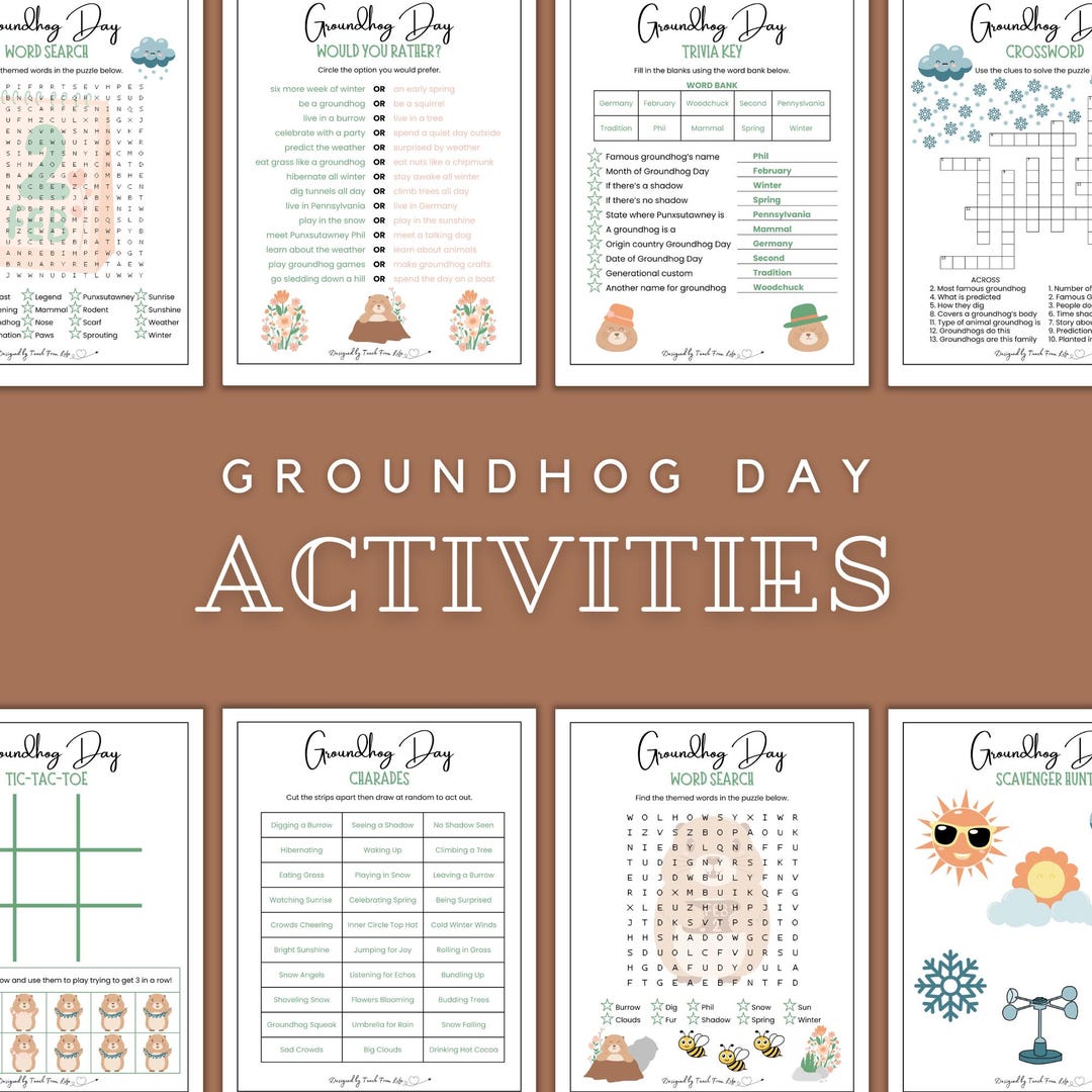 Groundhog Day Activity Pack for Kids | Fun Printable Games Bundle ...