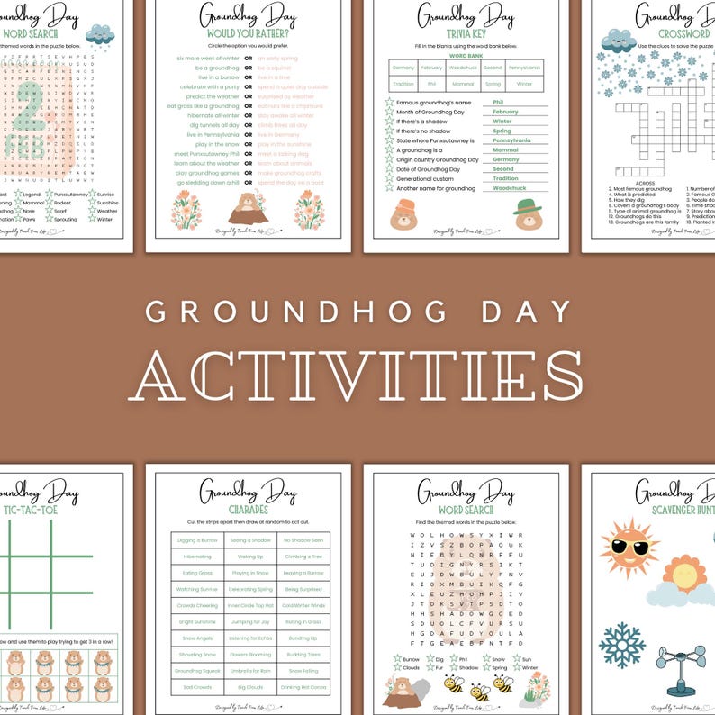 Groundhog Day Activity Pack: Printable Games Bundle (PDF) - Etsy