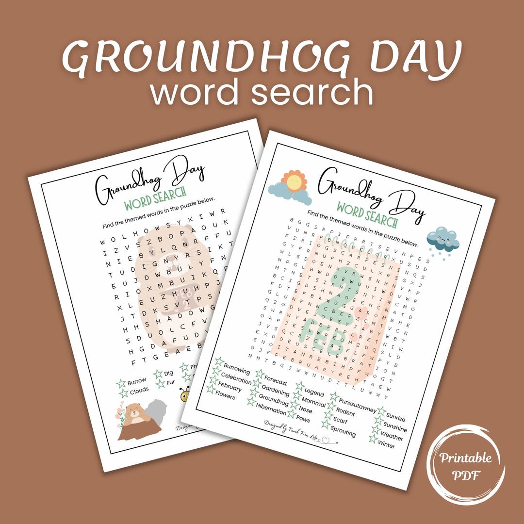 Groundhog Day Word Search Printable | BONUS Word Scramble | Fun ...