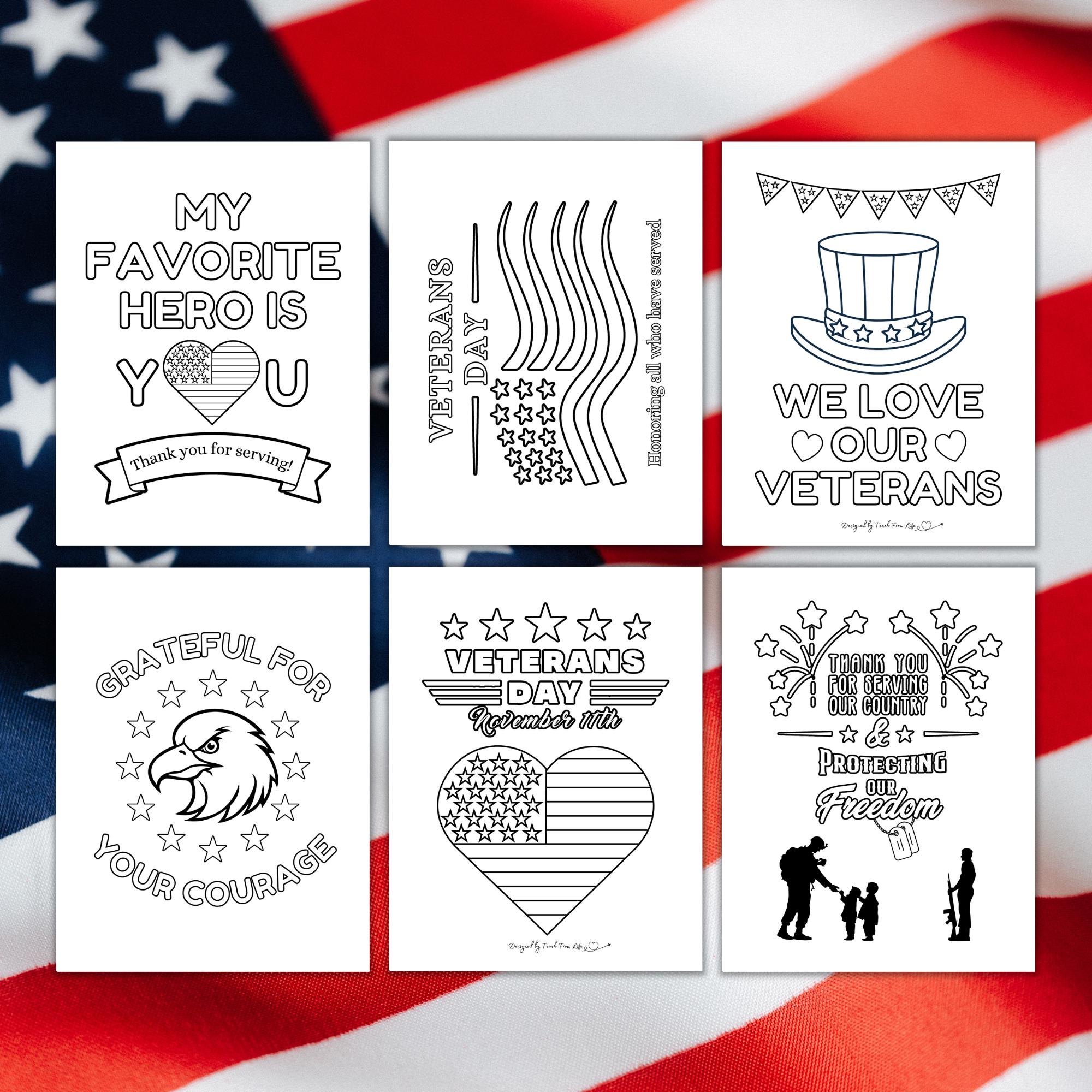 Veterans Day Coloring Pages & Cards: Patriotic Kids Activities (digital ...