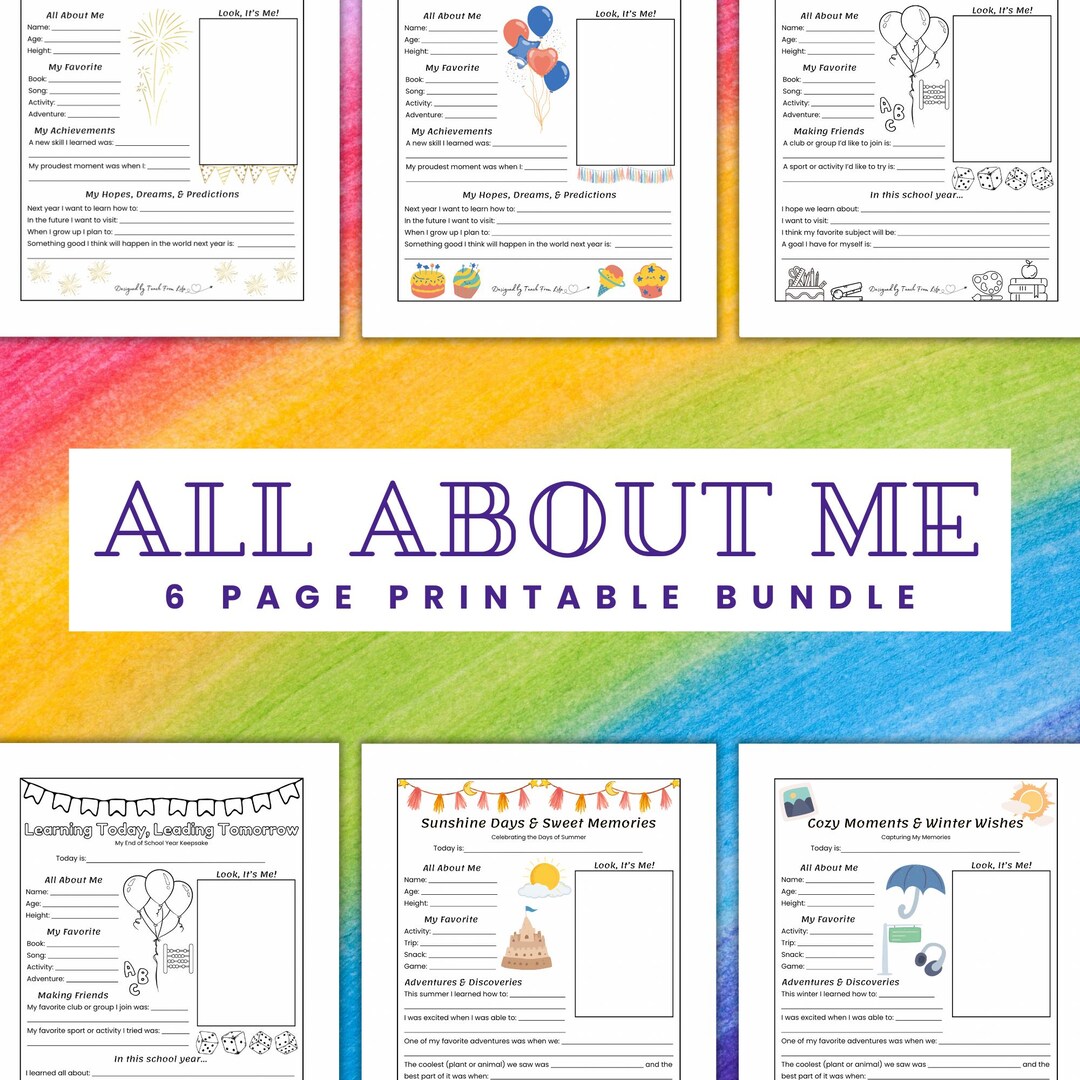 All About Me Bundle | New Year’s Time Capsule for Kids | Kid’s New Year ...