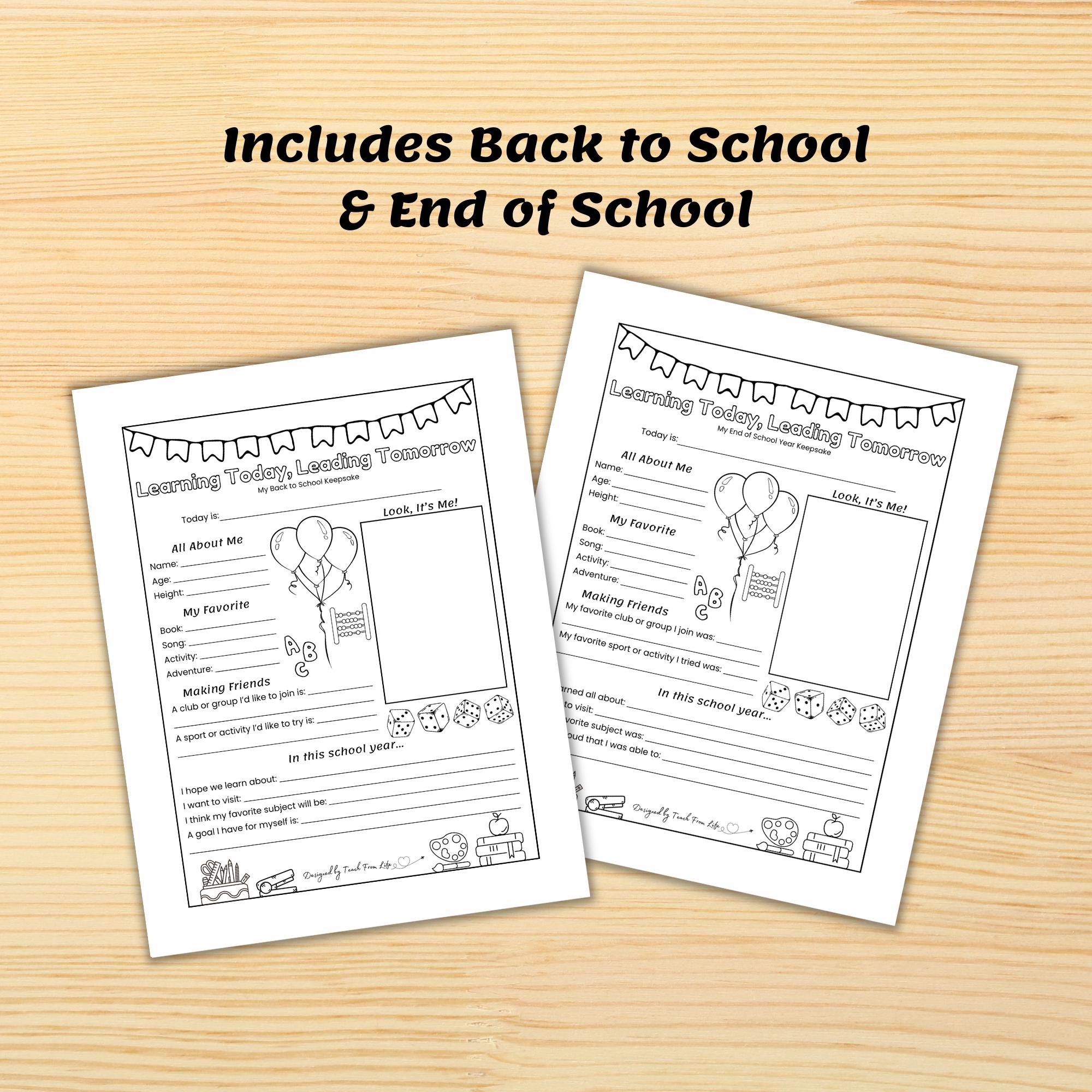 All About Me School Year Printable: Back to School Time Capsule (PDF ...