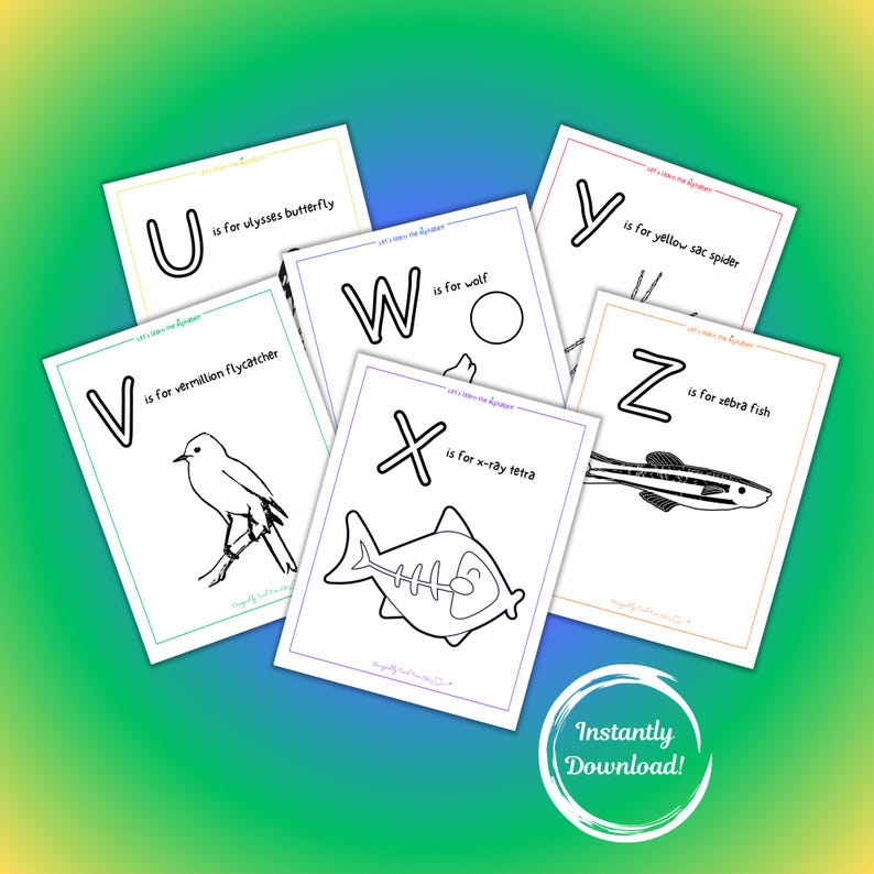 Animal Alphabet Coloring Pages: Preschool Learning (printable) - Etsy