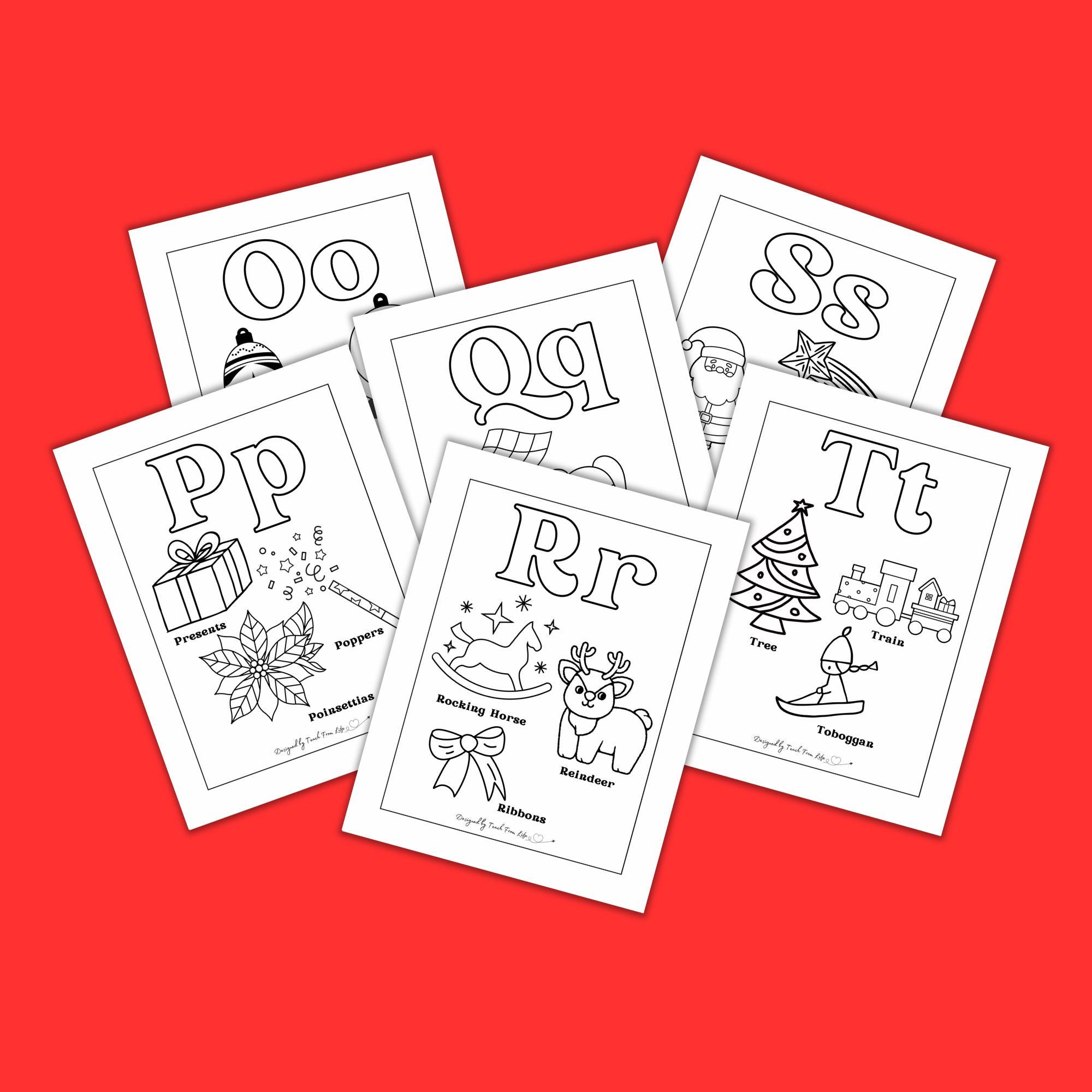 Christmas Alphabet Coloring Pages: Festive ABC Printable (PDF) - Etsy