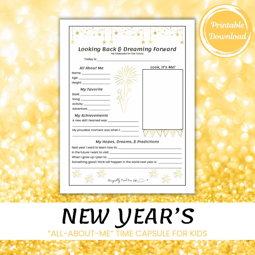 New Year’s All About Me Time Capsule | Time Capsule for Kids | All ...