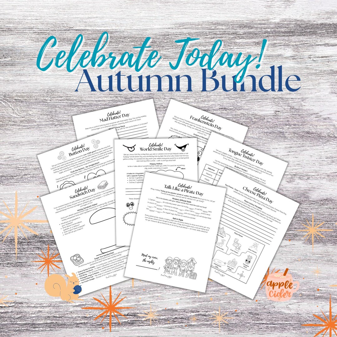 Autumn Holiday Activity Bundle: 9 Fun Printable Worksheets (digital ...