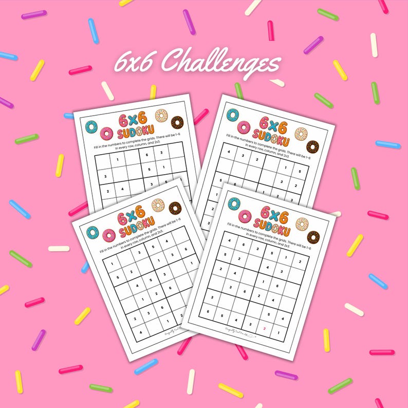 Donut Sudoku Printable Pack for Kids | Cut & Paste Logic Puzzles | 4x4 ...
