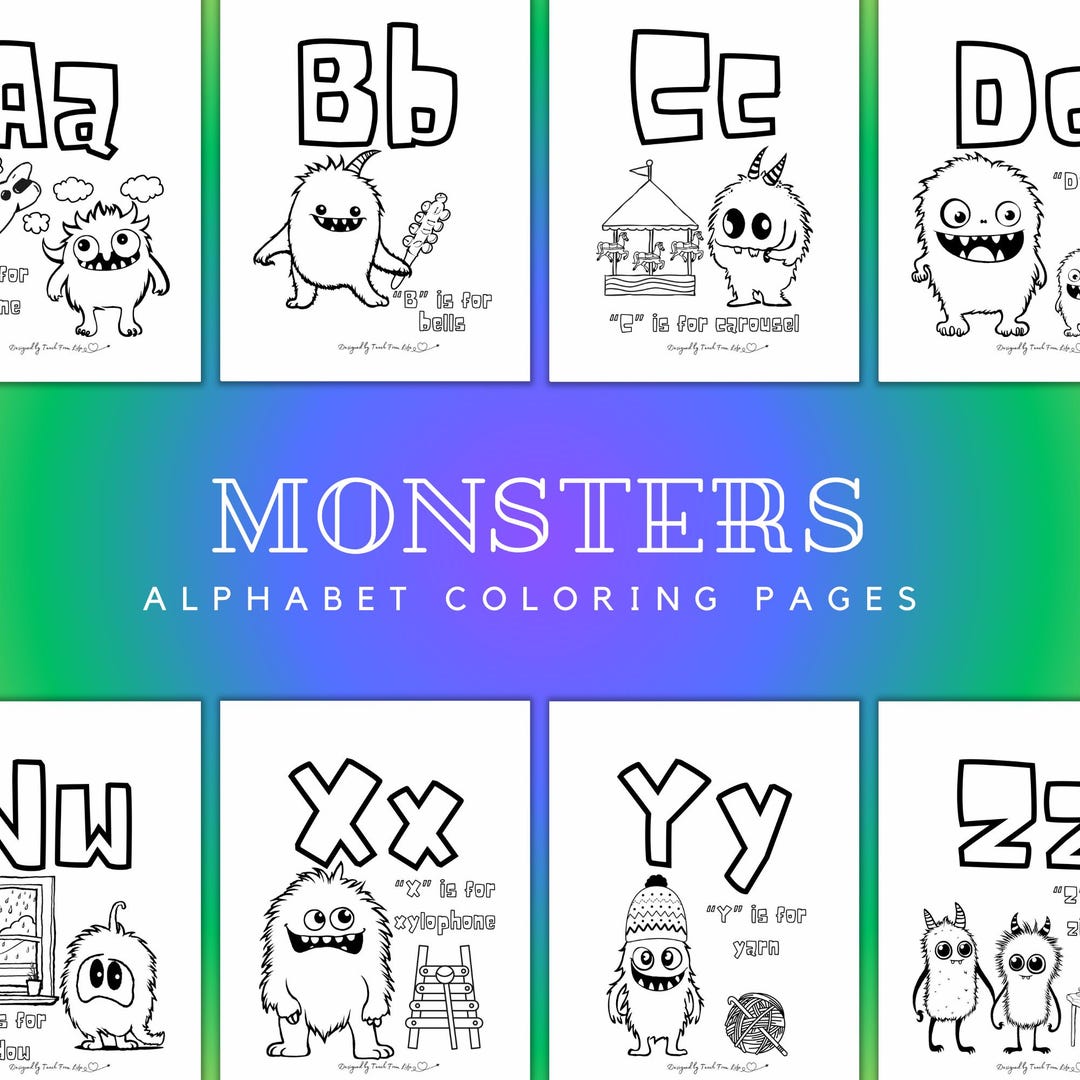 Cute Monsters Alphabet Coloring Pages, Preschool Monster Alphabet ...