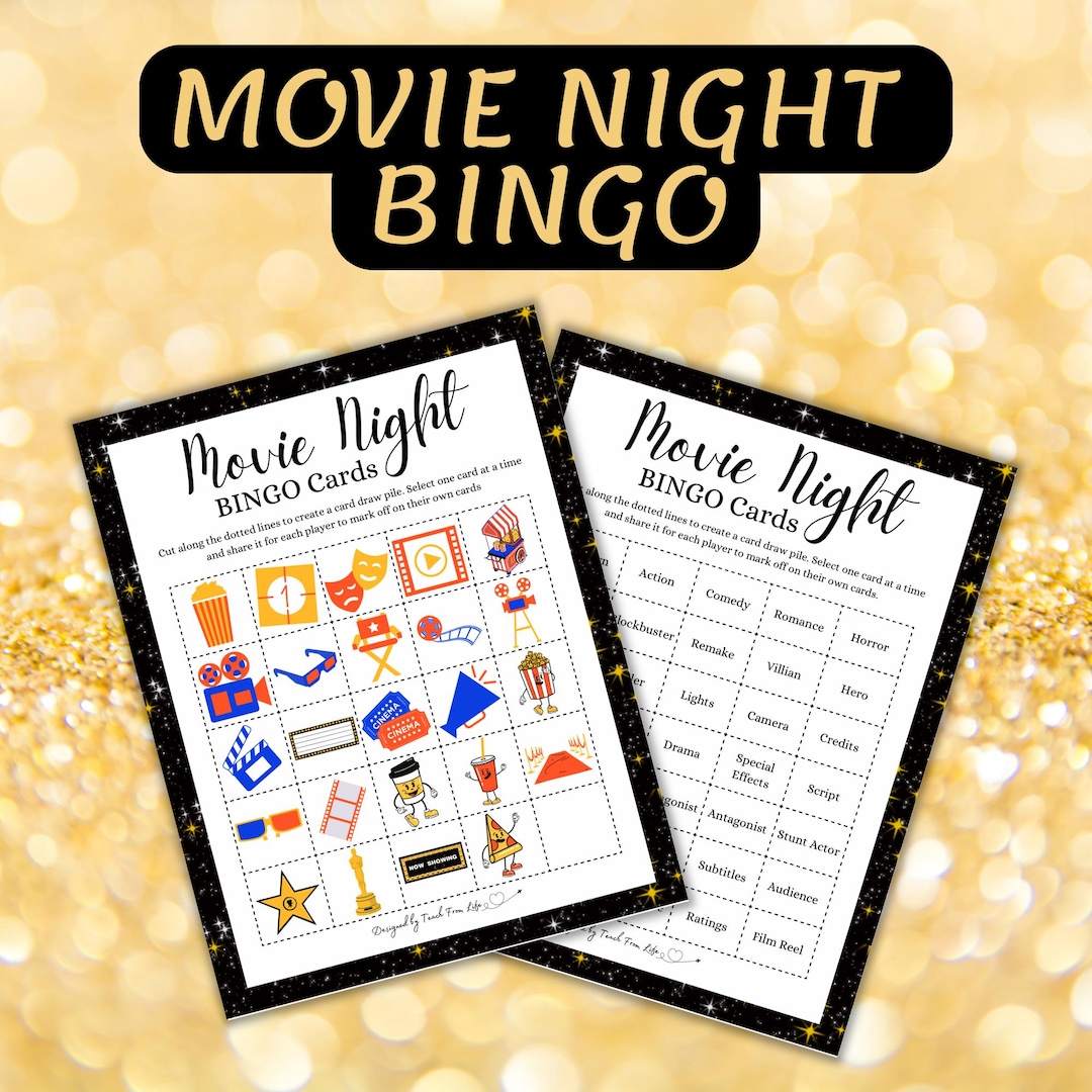 Movie Night Bingo & Charades: Family Game Night (digital Download) - Etsy