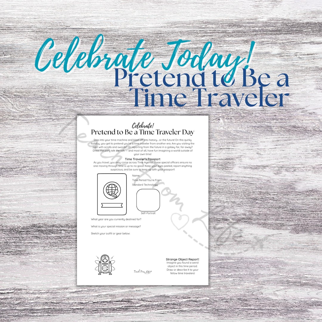Time Traveler Day Printable: Passport & Writing Prompt (digital ...