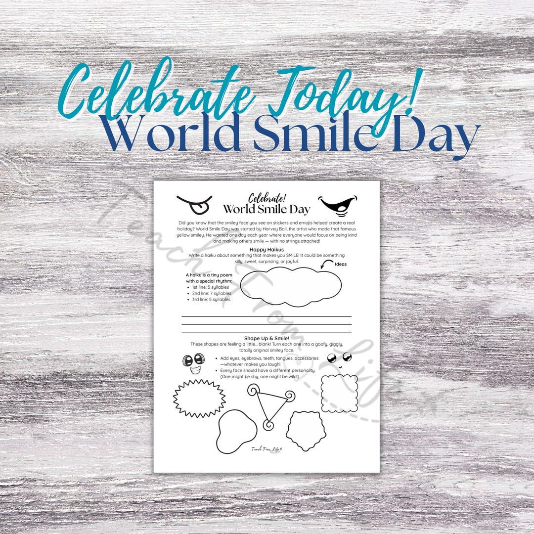 World Smile Day Printable: Haiku & Creative Face Craft (digital ...