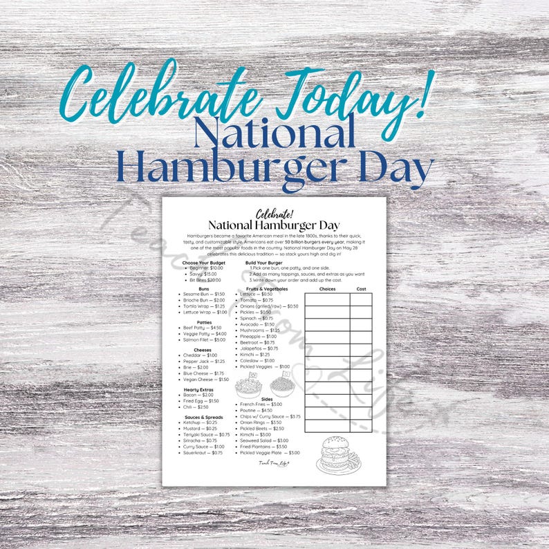 National Hamburger Day Printable | Build-a-burger Math Challenge ...