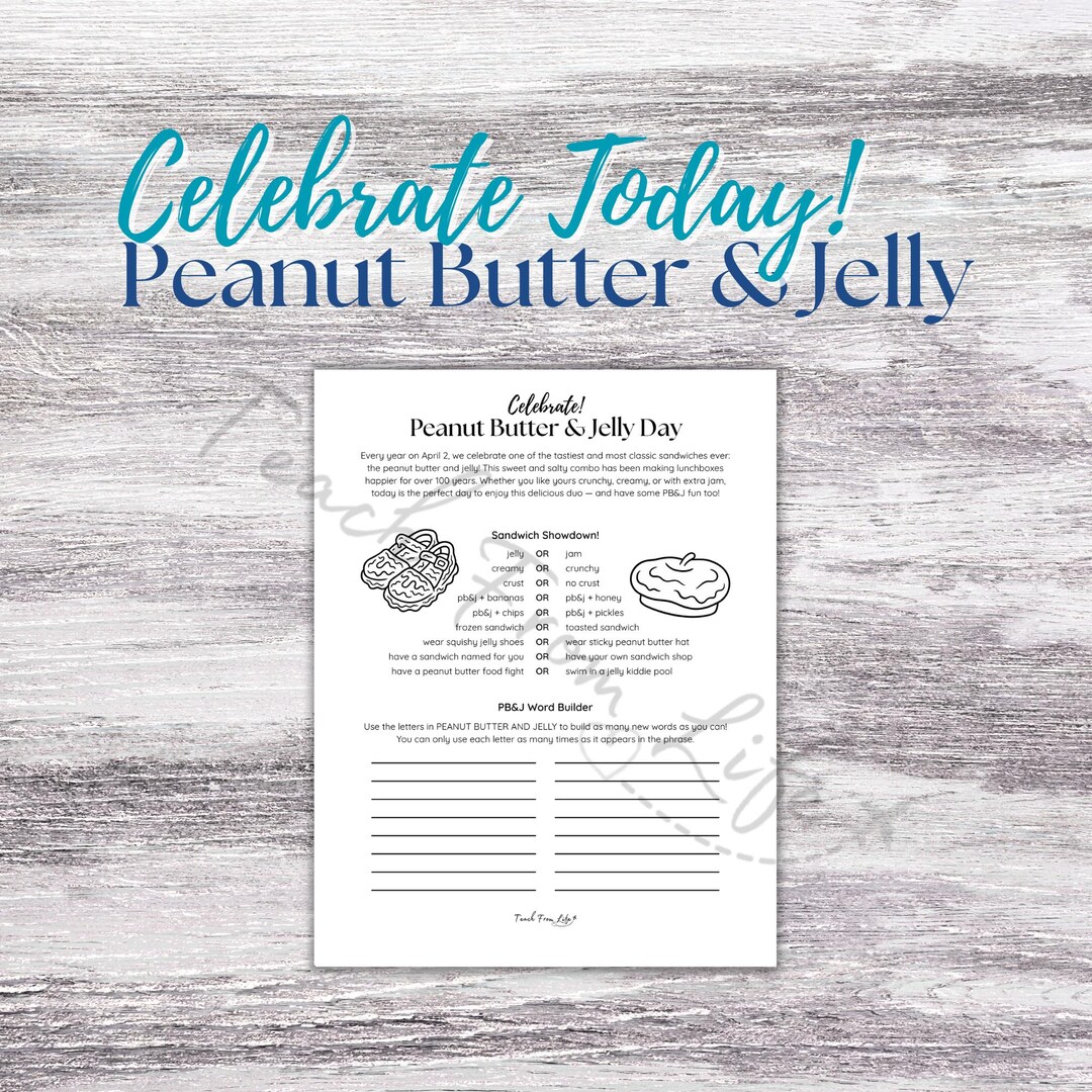 Peanut Butter & Jelly Day Printable Game: Silly Sandwich Showdown ...