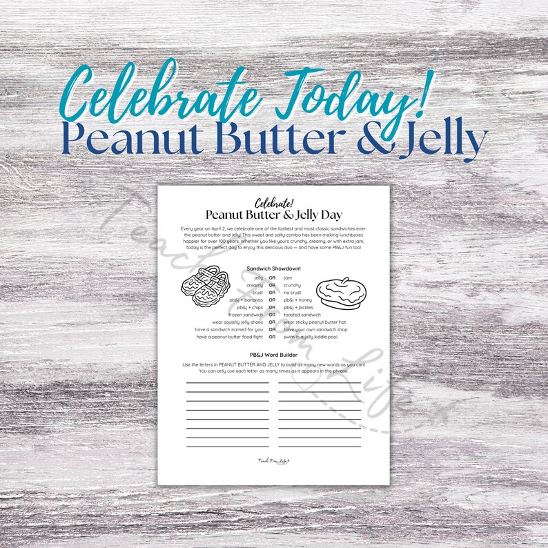 Peanut Butter & Jelly Day Printable Game: Silly Sandwich Showdown ...