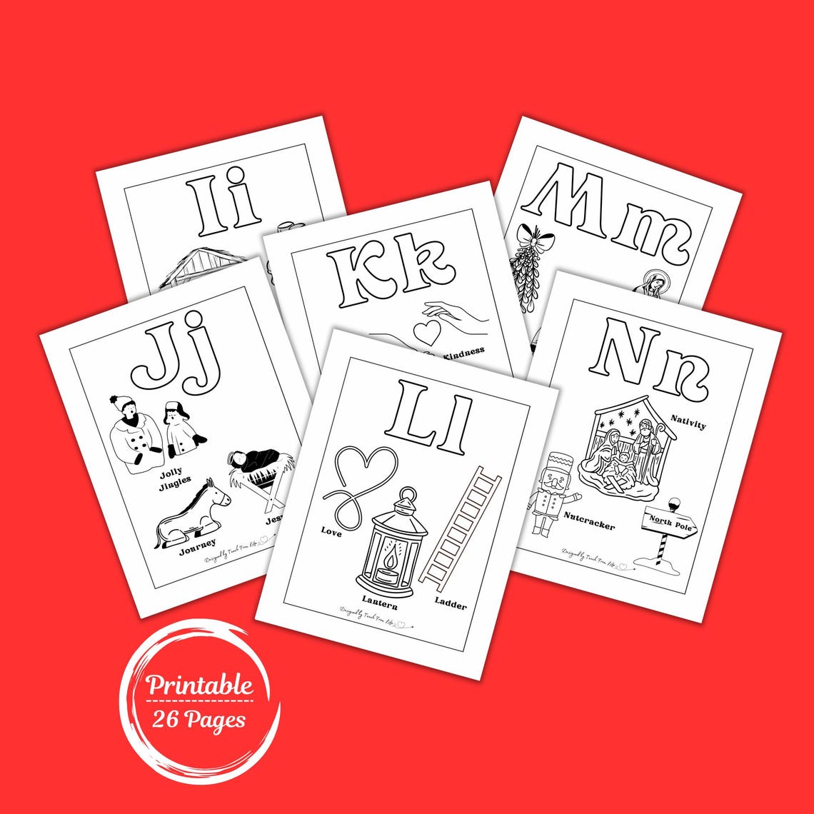 Christmas Alphabet Coloring Pages: Festive ABC Printable (PDF) - Etsy
