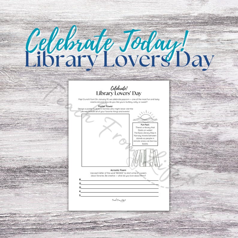 Library Lovers' Day Printable: Book Poster & Acrostic Poem (digital ...