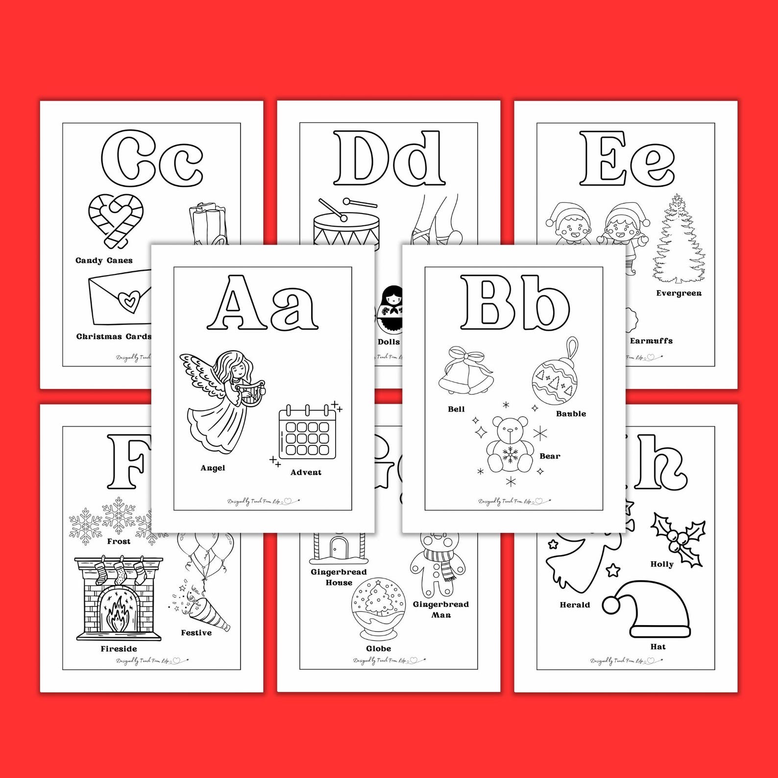 Christmas Alphabet Coloring Pages: Festive ABC Printable (PDF) - Etsy