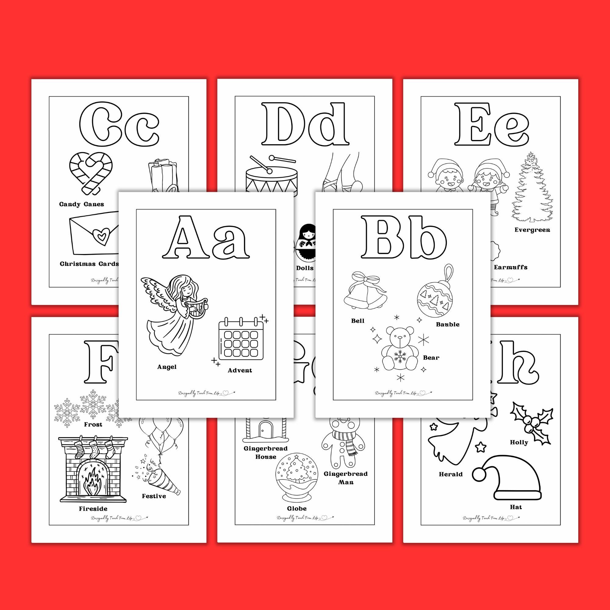 Christmas Alphabet Coloring Pages: Festive ABC Printable (PDF) - Etsy