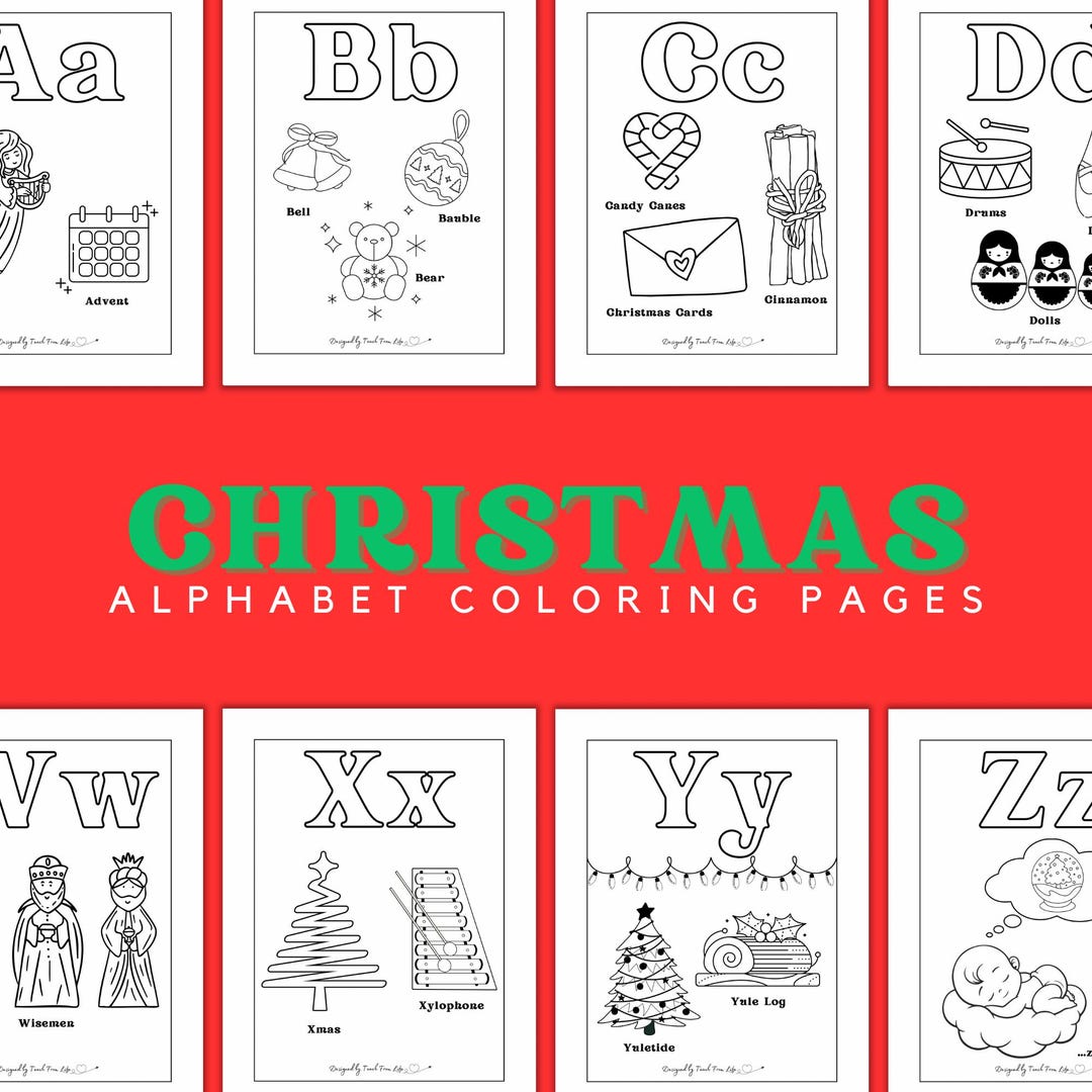 Christmas Alphabet Coloring Pages: Festive ABC Printable (PDF) - Etsy