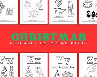 Christmas Alphabet Coloring Pages: Festive ABC Printable (PDF) - Etsy