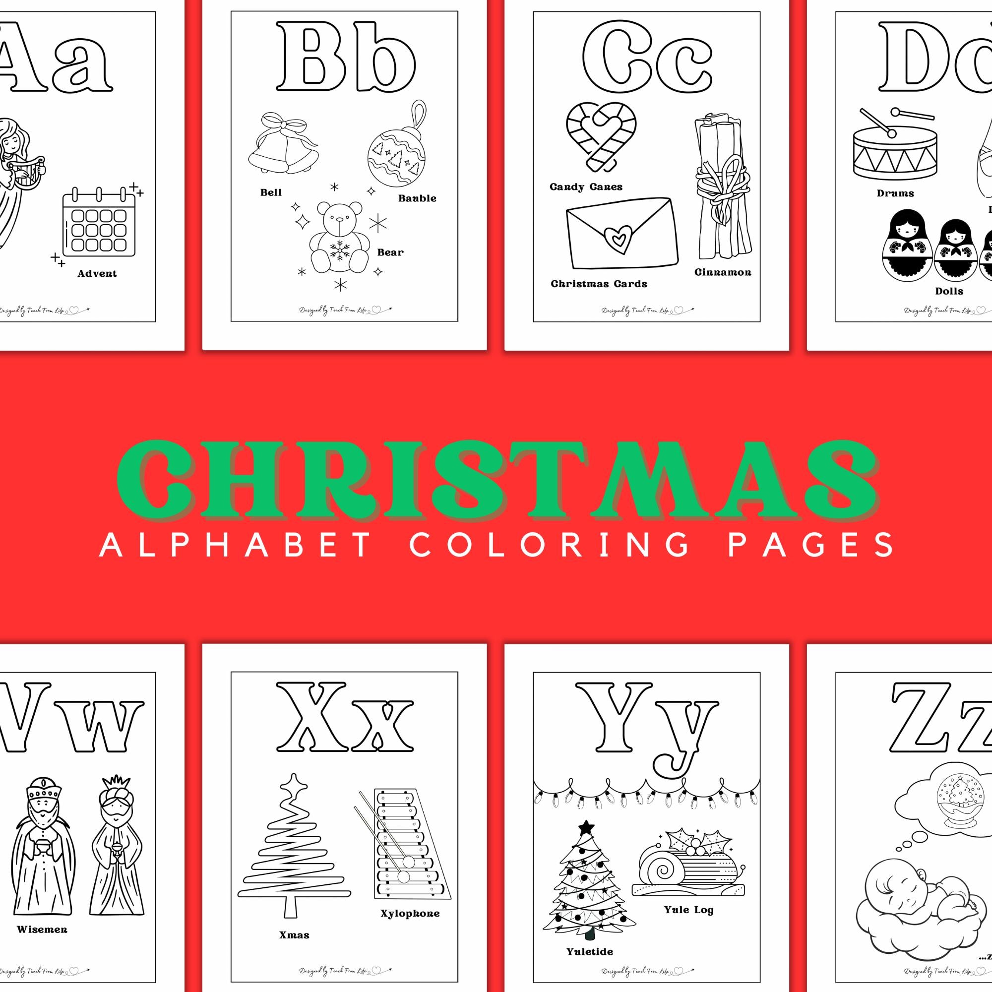 Christmas Alphabet Coloring Pages | Preschool Christmas Alphabet ...