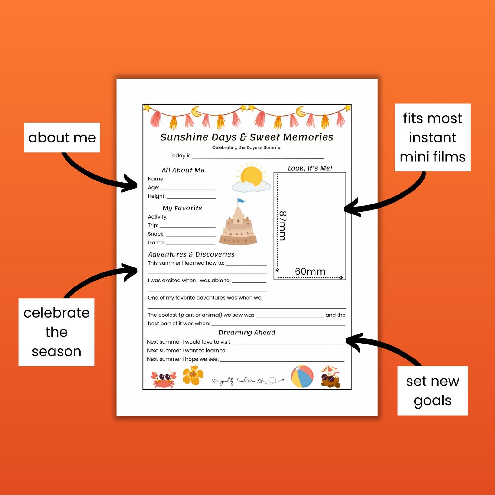 Summer Vacation All About Me Time Capsule Summer Vacation Memory Keeper All About Me for Kids ...