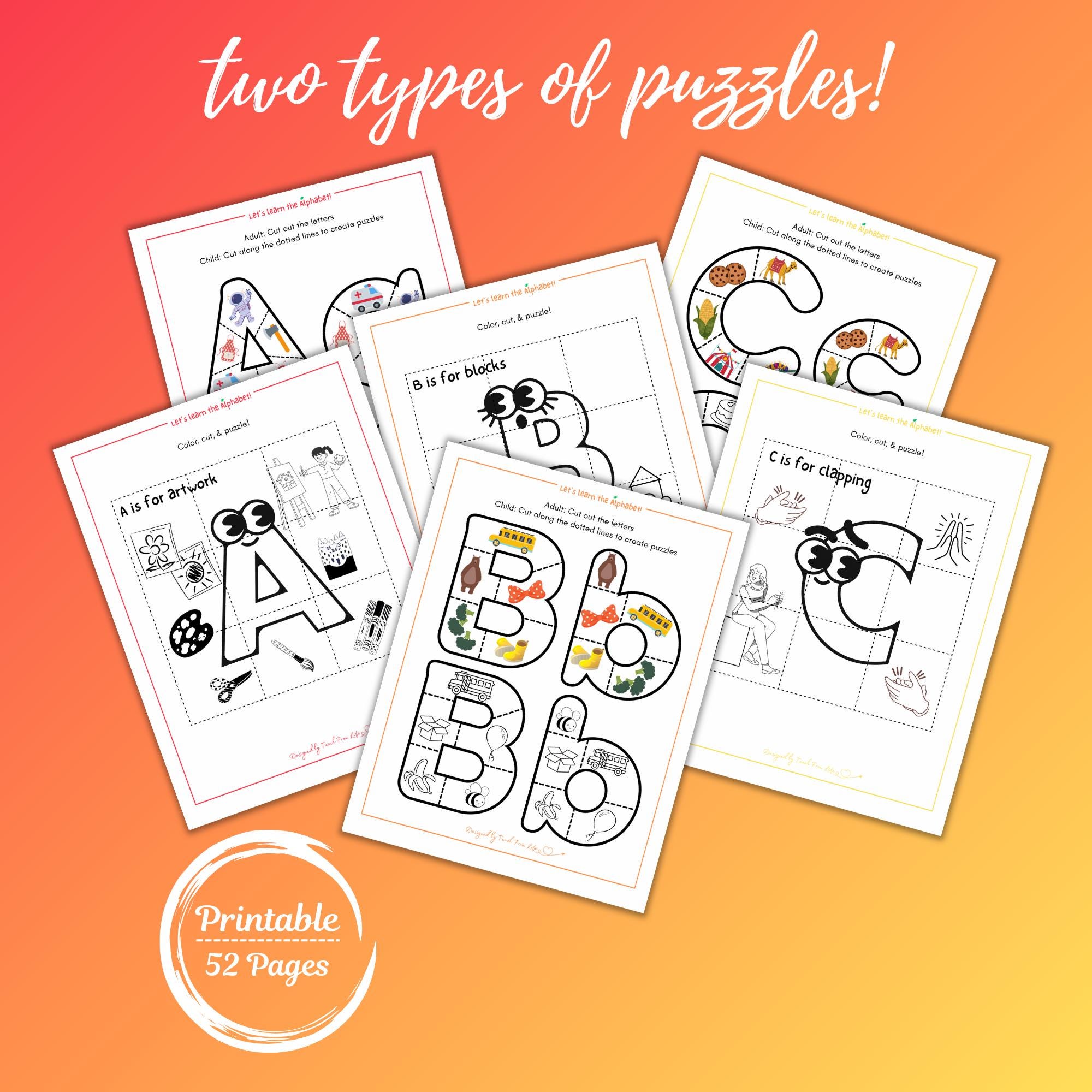 Alphabet Letter Puzzles, Alphabet Puzzles, Preschool Puzzles ...