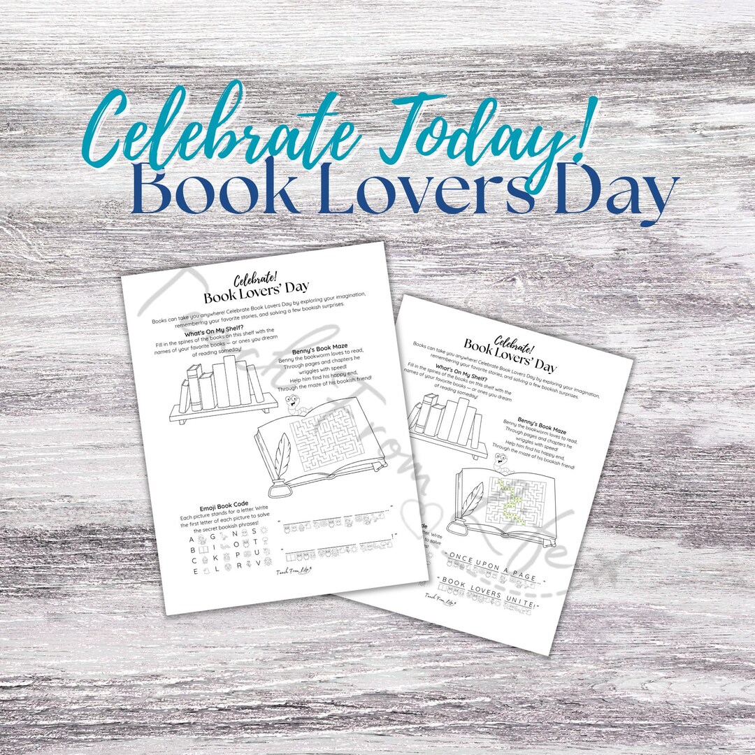 Book Lovers Day Activity Sheet: Printable Puzzles and Maze (digital ...